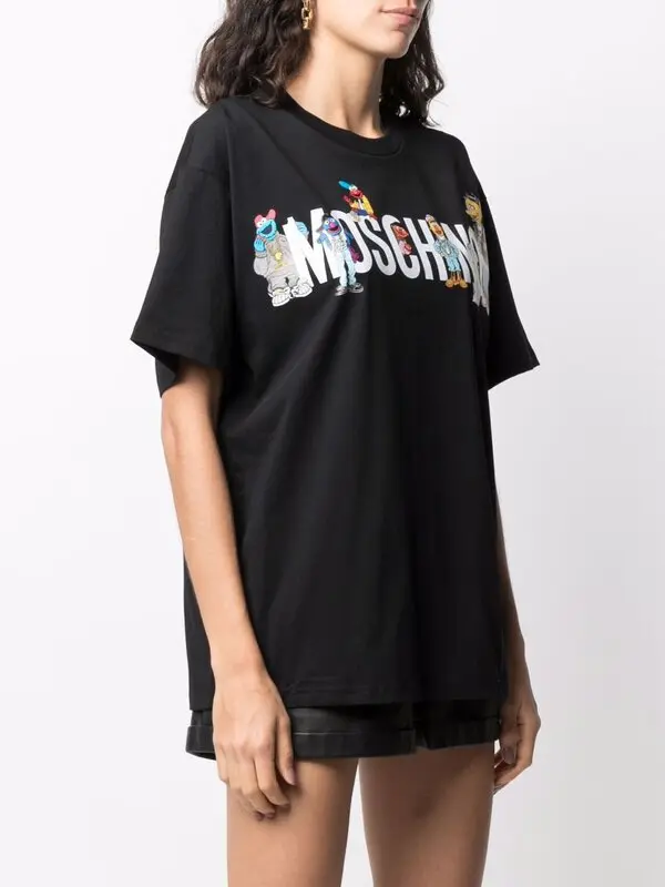 Moschino X Sesame Street© Logo Jersey T-Shirt - Black | Editorialist