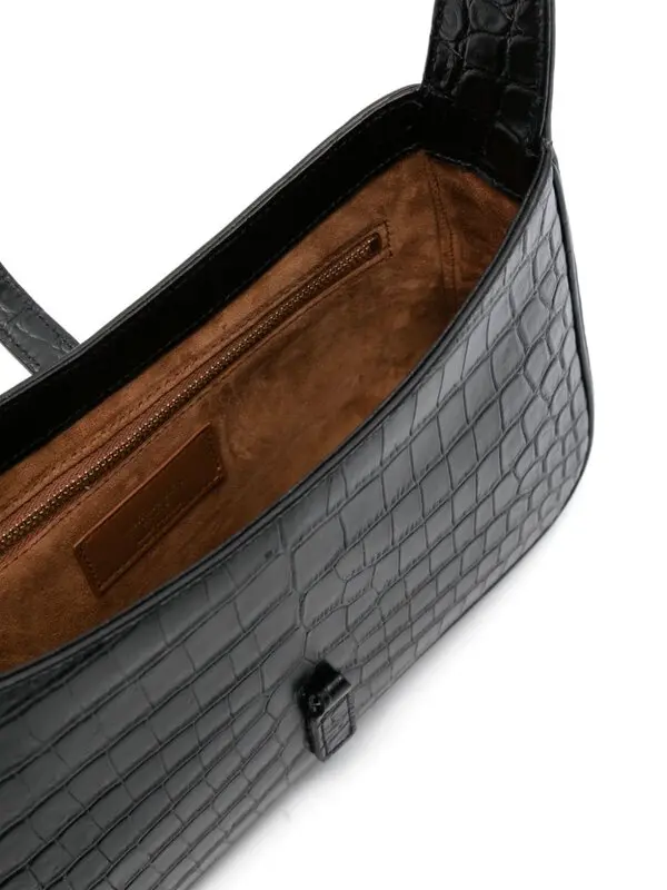 Saint Laurent 5a7 Crocodile-effect Shoulder Bag - Black