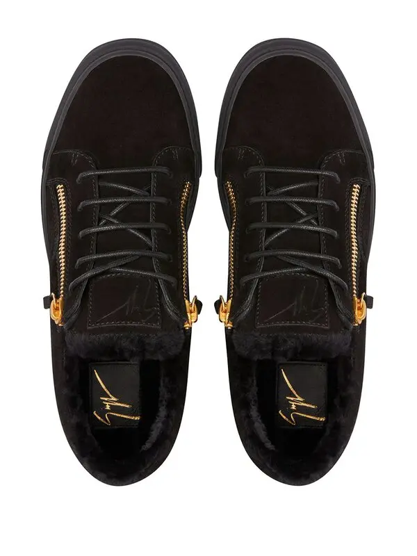 GIUSEPPE ZANOTTI Frankie Shearling-trimmed Sneakers - Black