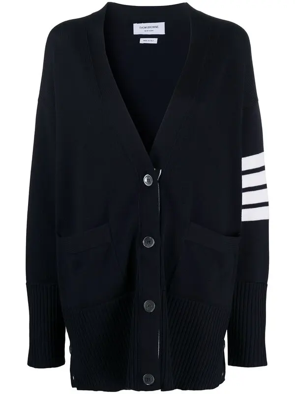Thom Browne Oversized 4-bar Stripe Cardigan - Blue