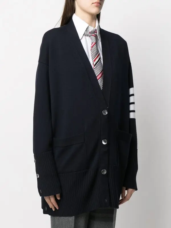 Thom Browne Oversized 4-bar Stripe Cardigan - Blue