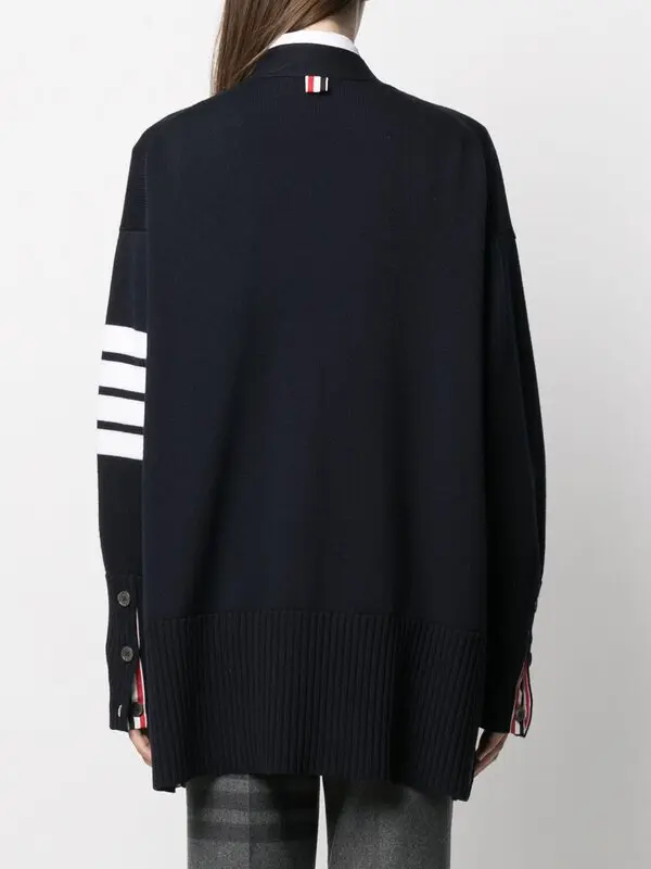 Thom Browne Oversized 4-bar Stripe Cardigan - Blue