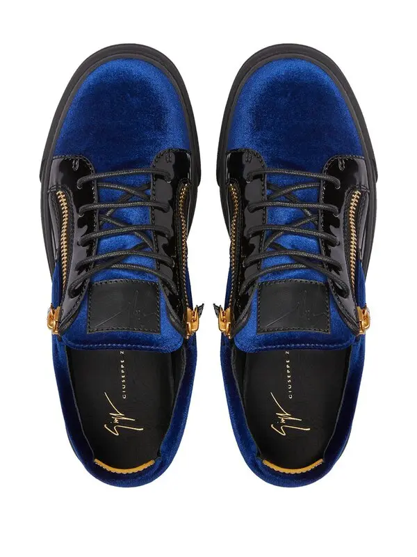 GIUSEPPE ZANOTTI Frankie Double-zip Low-top Velvet Sneakers