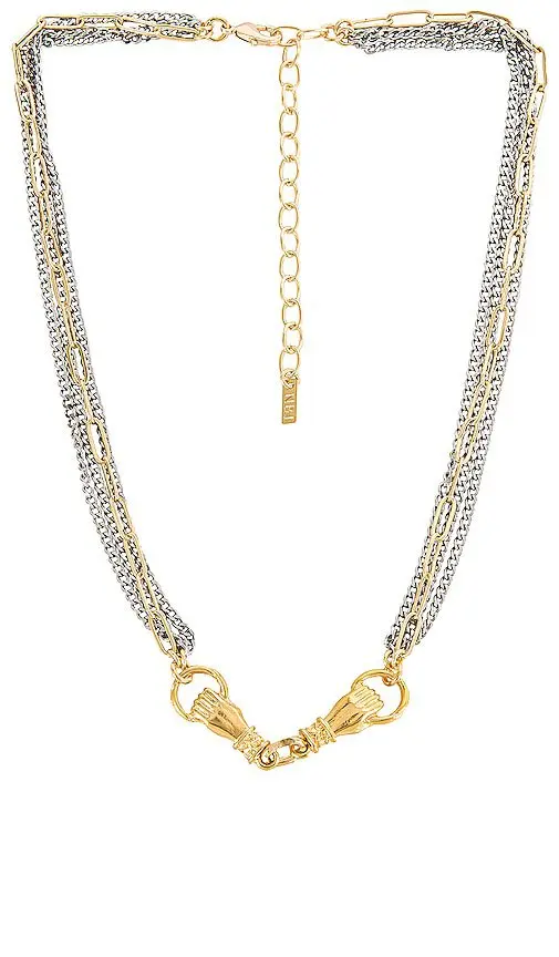 NATALIE B JEWELRY Come Together Necklace In Metallic Silver