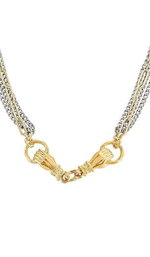 NATALIE B JEWELRY Come Together Necklace In Metallic Silver