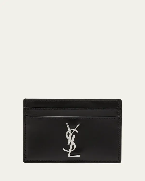 Saint Laurent Monogram Leather Card Case - Nero