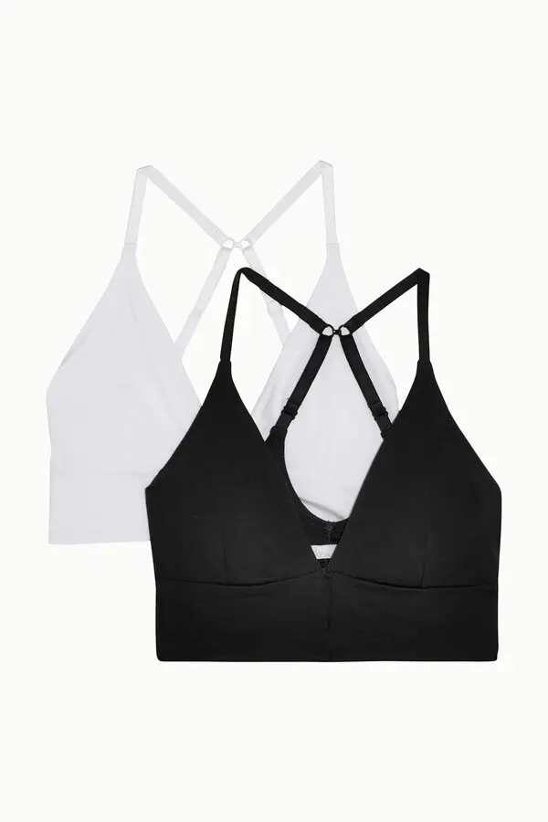 Skin Net Sustain Helen Set Of Two Organic Pima Cotton-blend Jersey Soft-cup Triangle Bras - Black