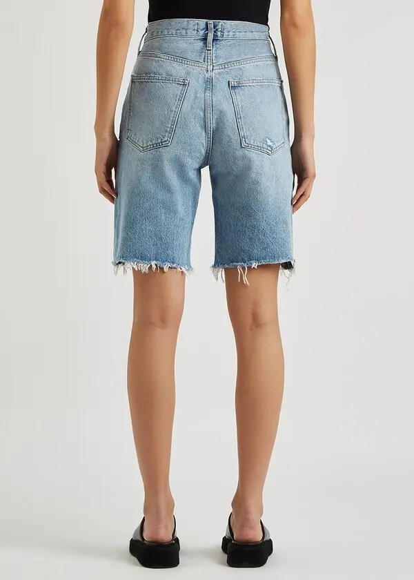 AGOLDE 90's Blue Distressed Longline Shorts