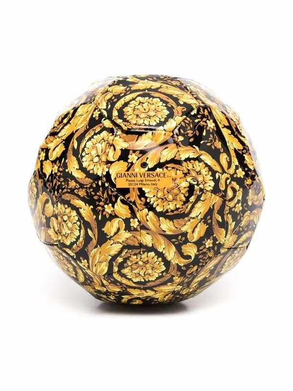 Versace Barocco-Print Panelled Soccer Ball - Gold | Editorialist