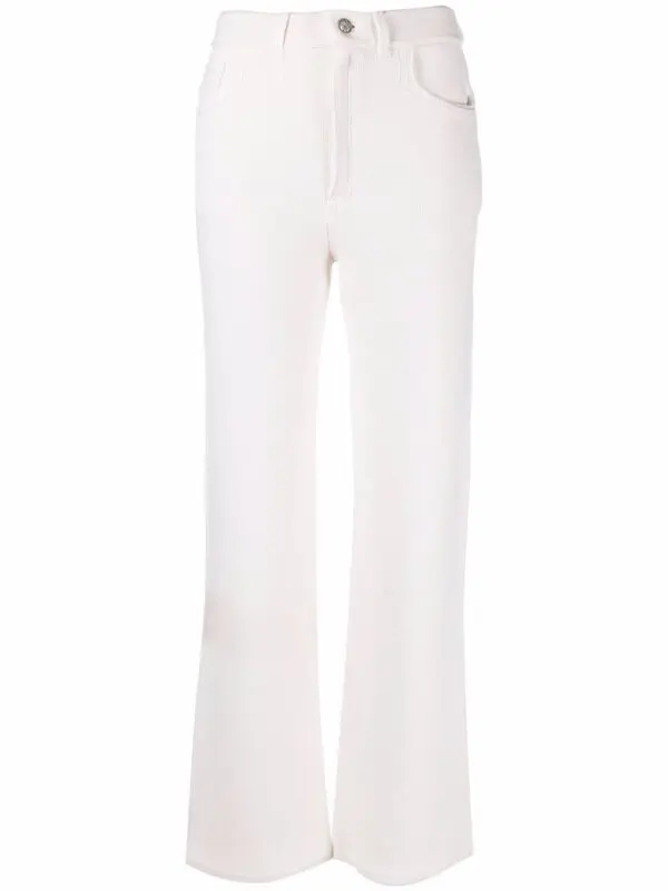 BARRIE Stitch Detail Flared Trousers - White
