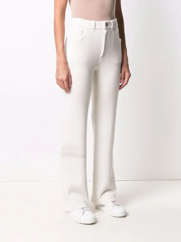 BARRIE Stitch Detail Flared Trousers - White