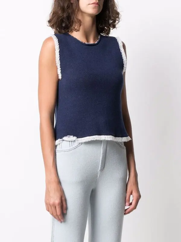 BARRIE Fringe-trim Top - Blue