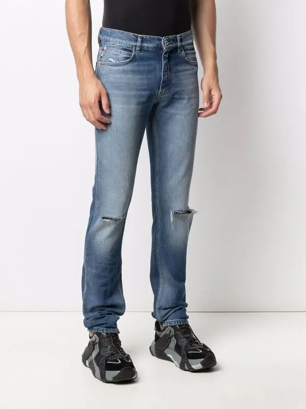 Versace Distressed-effect Straight-leg Jeans