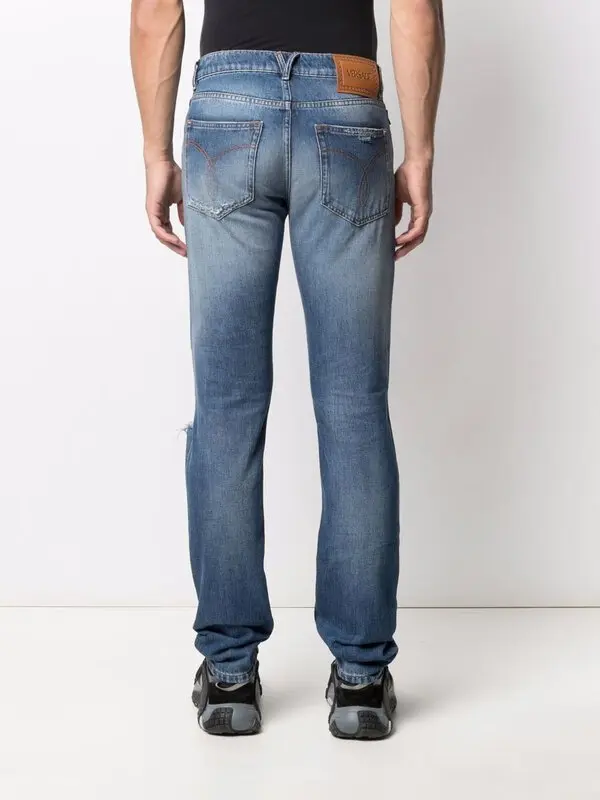 Versace Distressed-effect Straight-leg Jeans