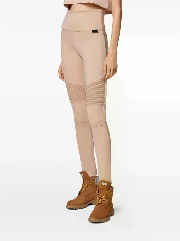 Philipp Plein Ribbed-panel Leggings - Neutrals