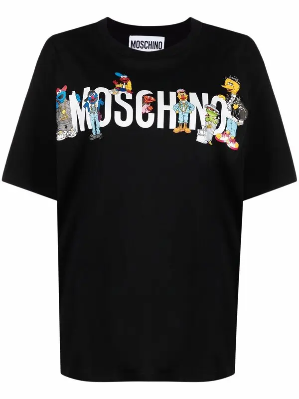 Moschino X Sesame Street© Logo Jersey T-Shirt In Black - 50