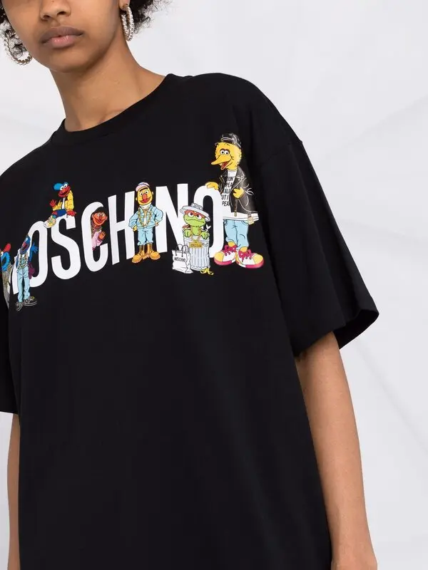Moschino X Sesame Street© Logo Jersey T-Shirt In Black - 50