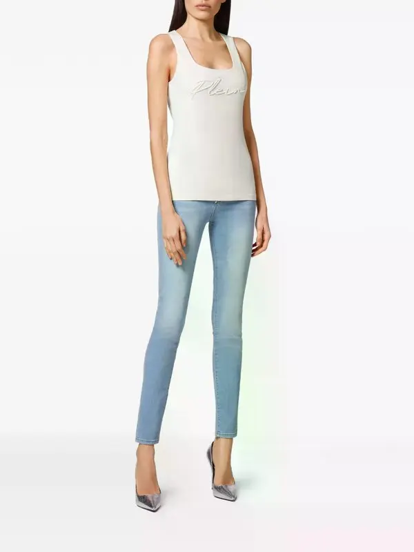 Philipp Plein Logo-embroidered Tank Top - Neutrals