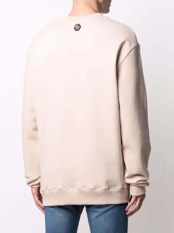 Philipp Plein Embroidered-logo Sweatshirt - Neutrals