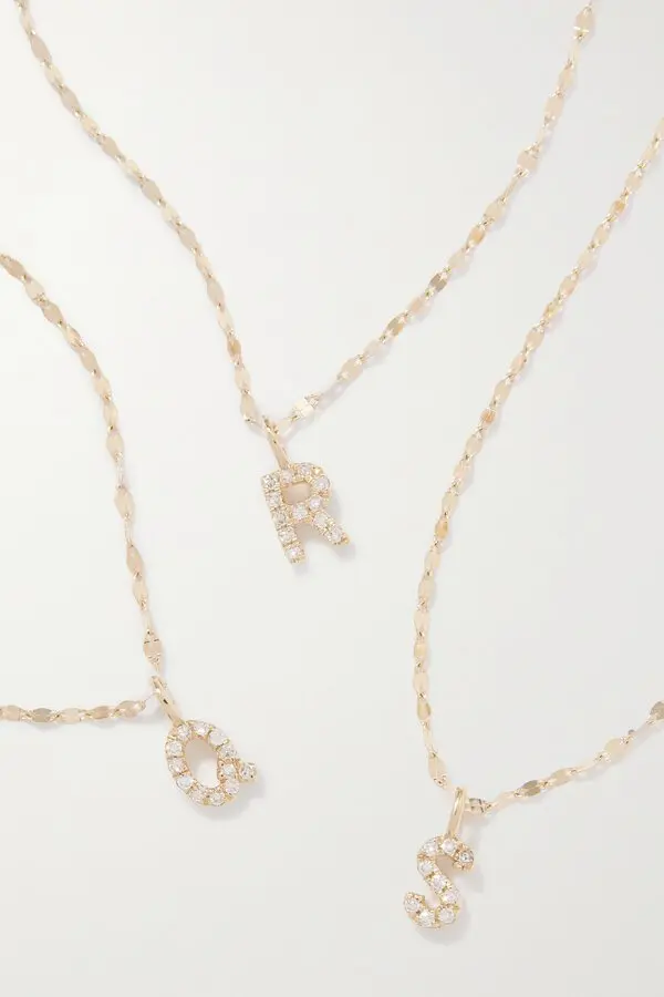 STONE AND STRAND Initial Sparkle Diamond Necklace - Gold