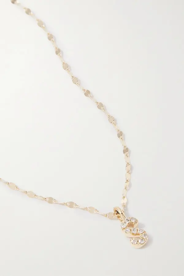 STONE AND STRAND Initial Sparkle Diamond Necklace - Gold