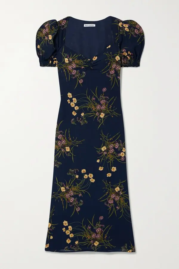 knee length dresses for ladies Self-Portrait - Blue Flower Lace Midi Dress