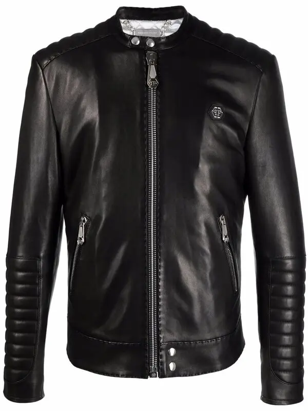 Philipp Plein Iconic Leather Jacket - Black