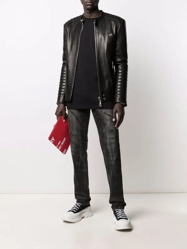Philipp Plein Iconic Leather Jacket - Black