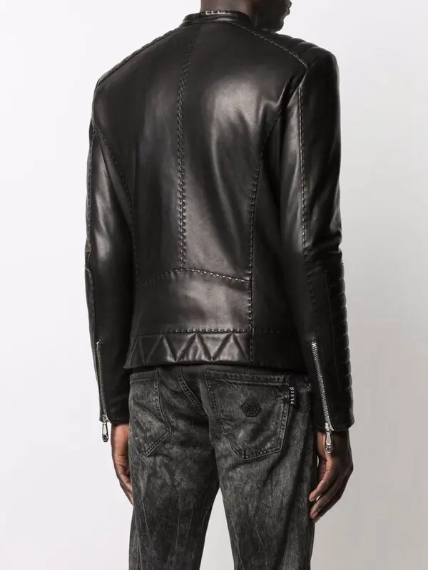 Philipp Plein Iconic Leather Jacket - Black