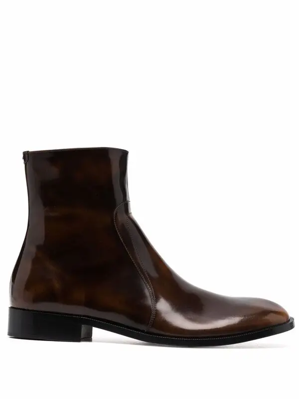 MAISON MARGIELA Waxed Leather Ankle Boots