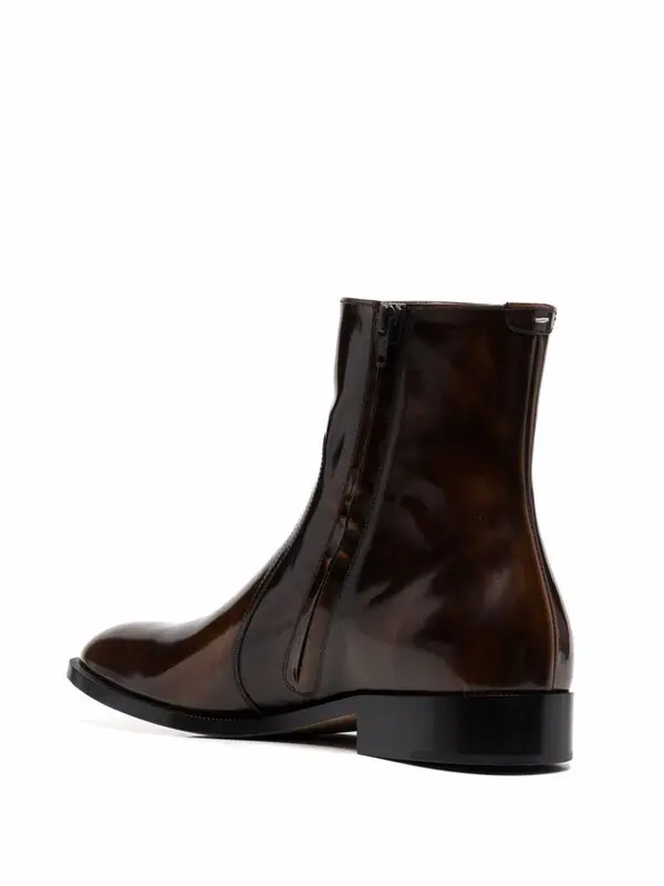 MAISON MARGIELA Waxed Leather Ankle Boots