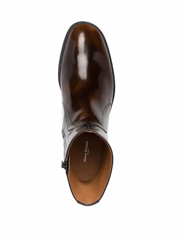 MAISON MARGIELA Waxed Leather Ankle Boots
