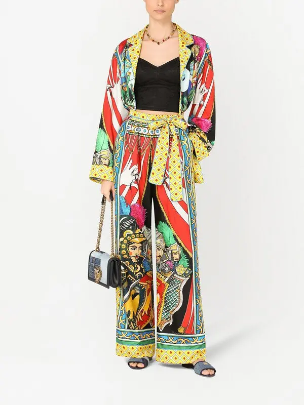 Dolce & Gabbana Carretto-print Belted Pajama Shirt