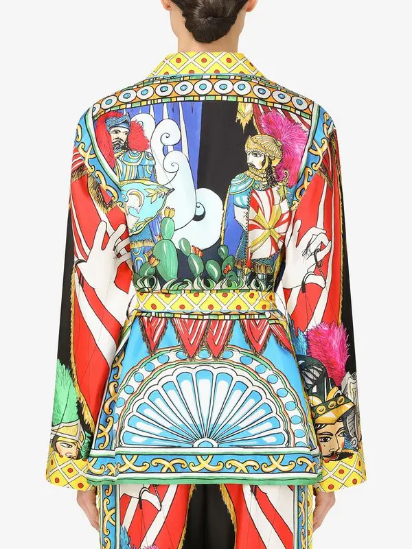 Dolce & Gabbana Carretto-print Belted Pajama Shirt
