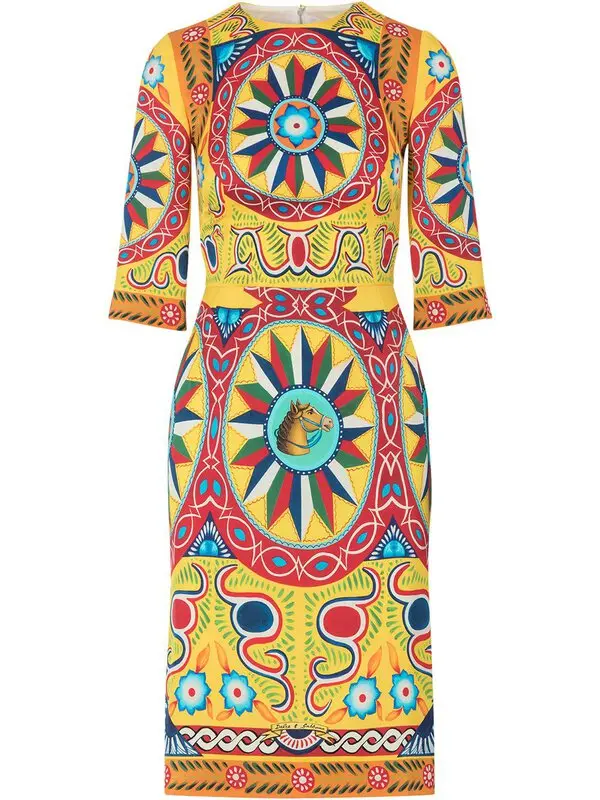 Dolce & Gabbana Carretto-print Midi Dress