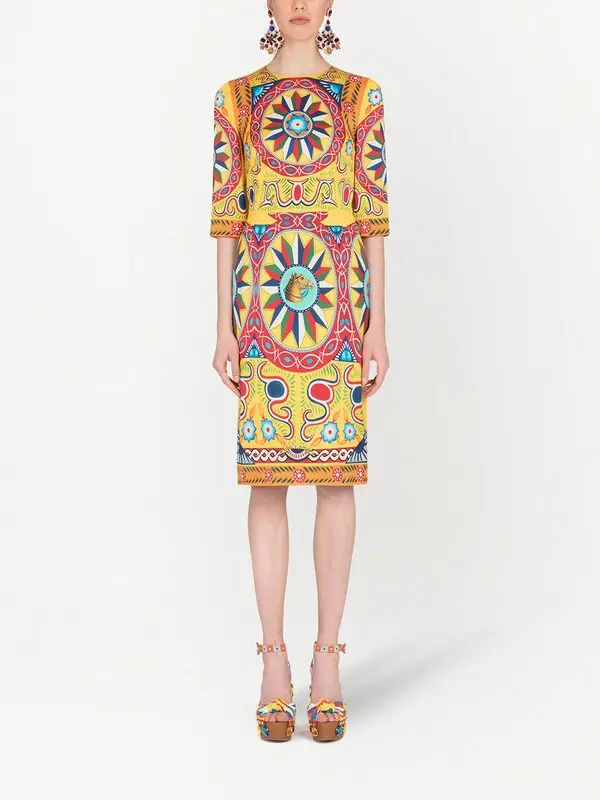 Dolce & Gabbana Carretto-print Midi Dress