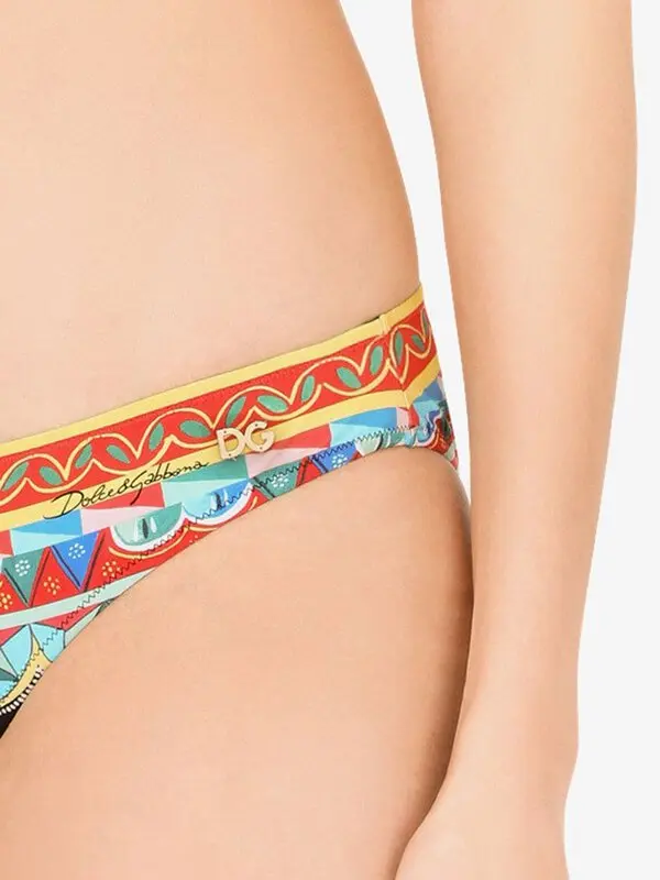 Dolce & Gabbana Carretto-print Triangle Bikini - Black