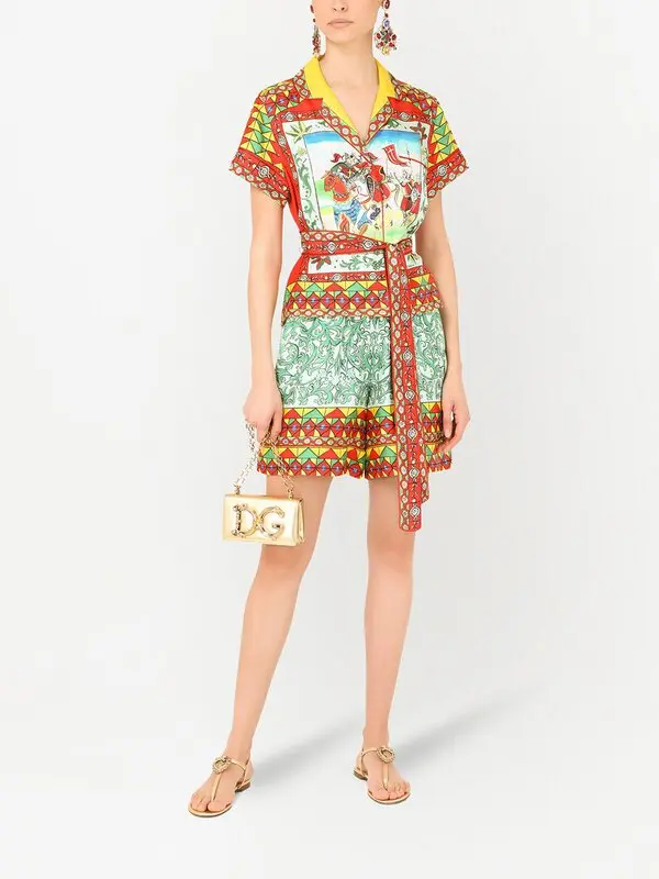 Dolce & Gabbana Carretto-print Belted Shirt