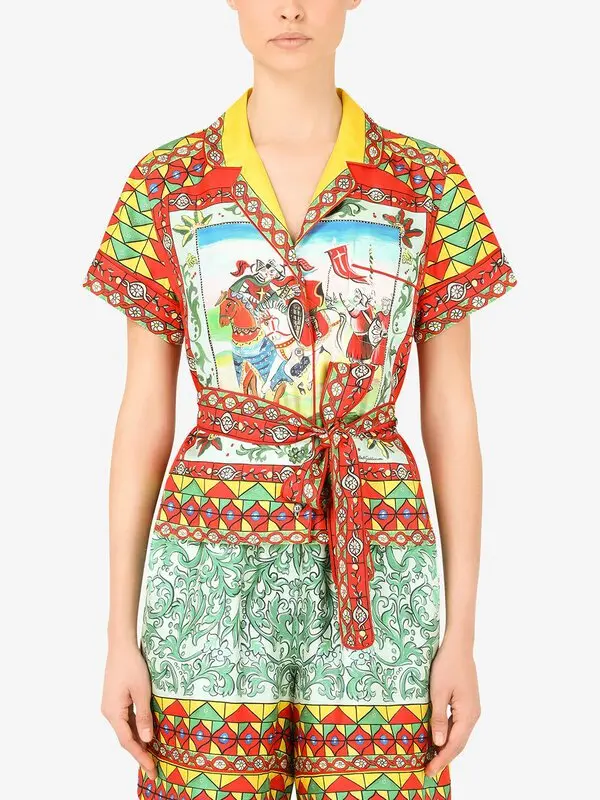 Dolce & Gabbana Carretto-print Belted Shirt