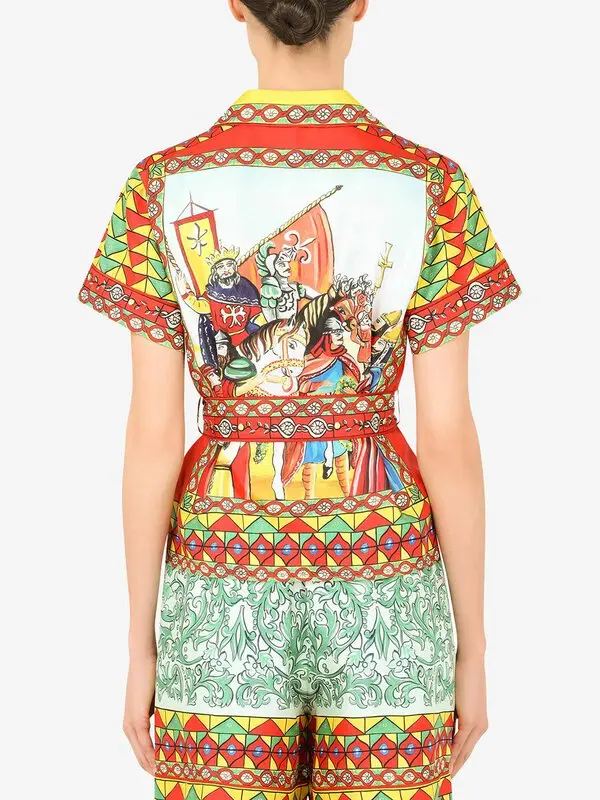 Dolce & Gabbana Carretto-print Belted Shirt