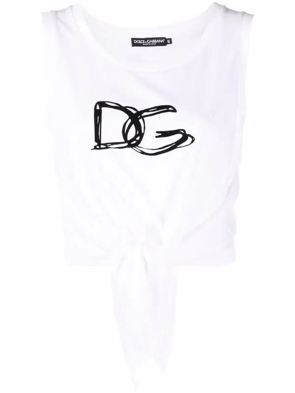 Dolce & Gabbana Logo Print Cropped Vest - White