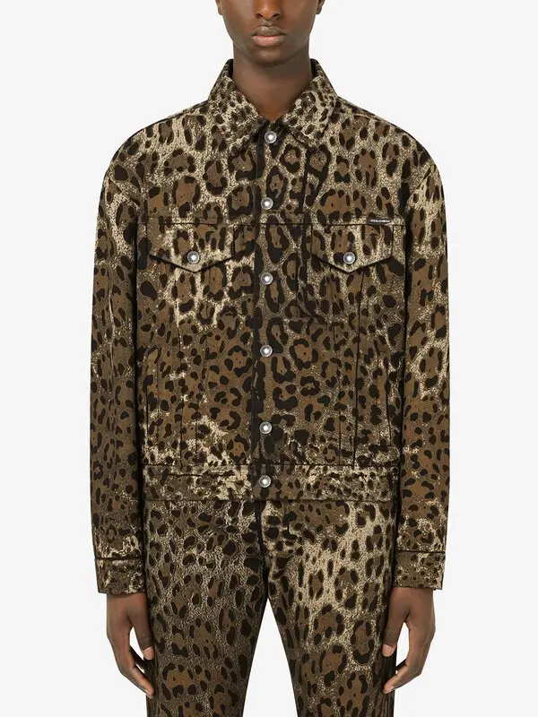 Dolce & Gabbana Leopard-print Denim Jacket - Brown