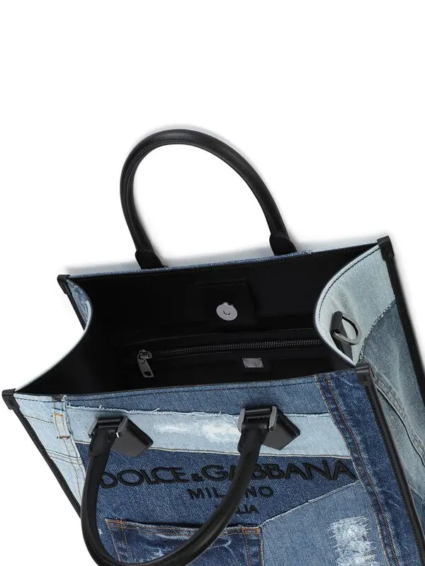 Dolce & Gabbana Denim-Patchwork Shopper Bag - Blue | Editorialist