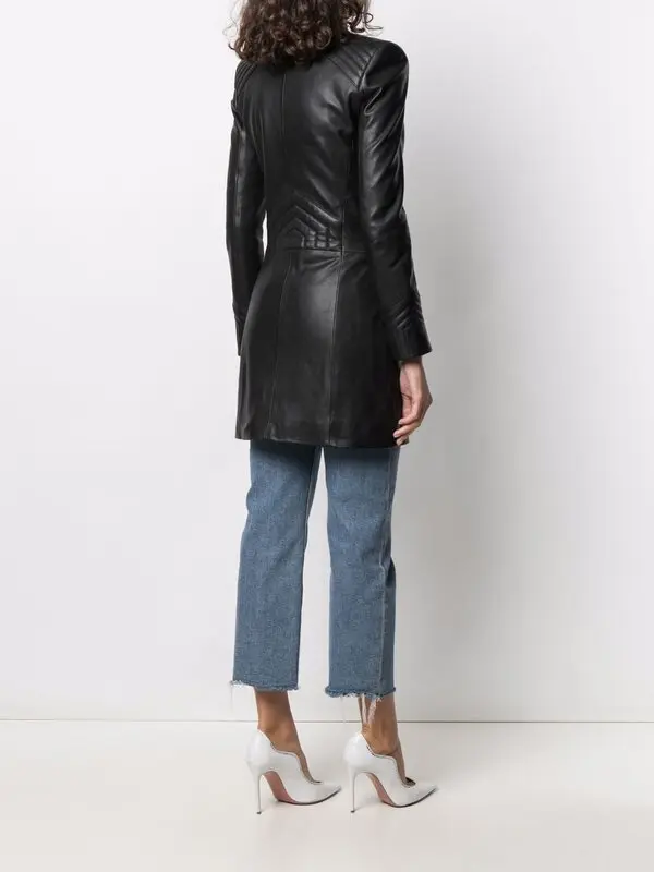Philipp Plein Fitted Leather Coat