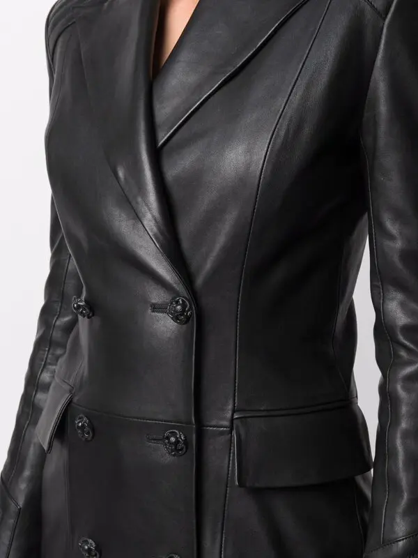 Philipp Plein Fitted Leather Coat