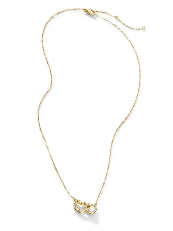 David Yurman 18kt Yellow Cable Collectibles Interlocking Heart Diamond Necklace - Gold