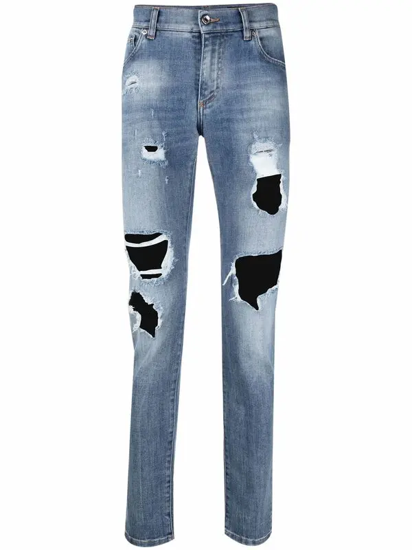 Dolce & Gabbana Logo-plaque Skinny Jeans - Blue