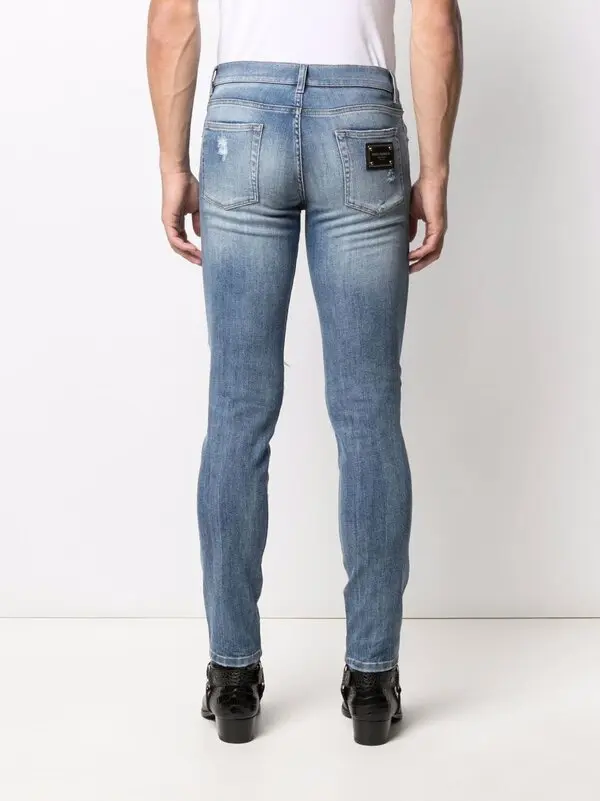 Dolce & Gabbana Logo-plaque Skinny Jeans - Blue