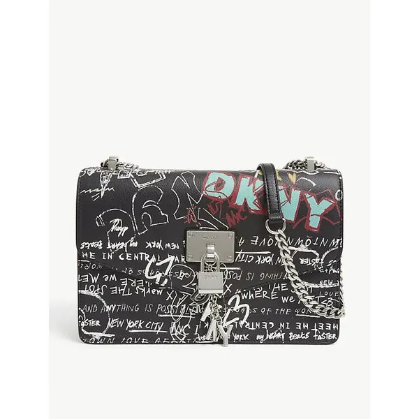 Dkny Elissa Graffiti-print Leather Shoulder Bag