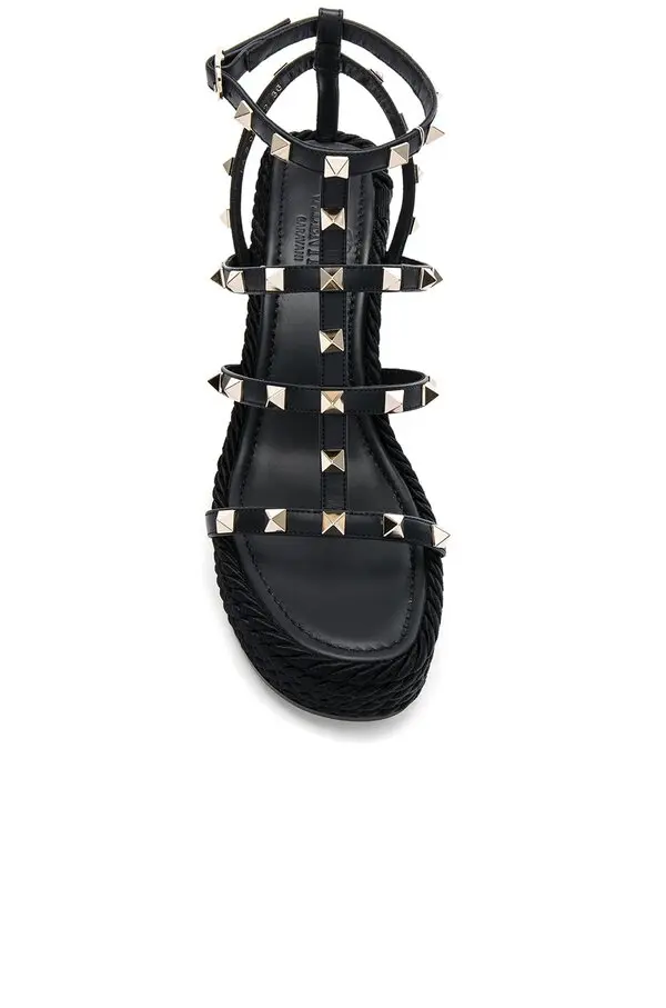 Valentino Garavani Rockstud Espadrille Wedges - Black